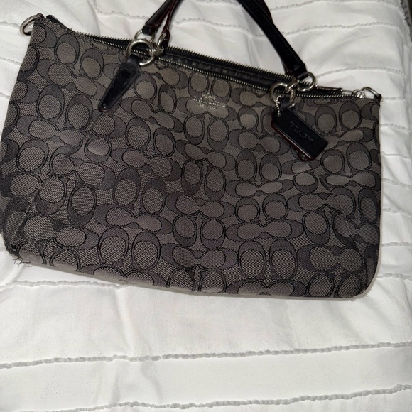 Coach | Bags | Coach Monogram Black Shoulder Bag | Poshmark